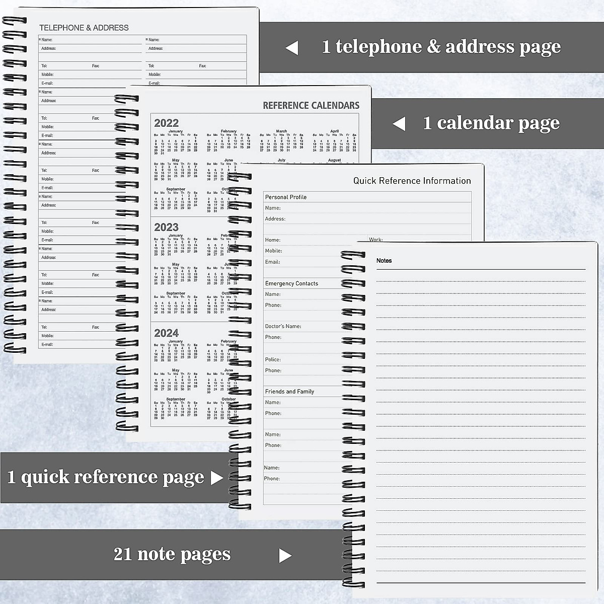 Planner, Asten Undated Weekly Planner Goal Planner Notebook, To Do List Planners Spiral Planner for Men and Women,PVC Hardcover,Elastic Closure, Inner Pocket 8.3" x 5.8" (Black)