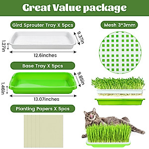 Legigo 5 Pack Seed Sprouter Trays- Soil-Free Cultivation Germination Tray, BPA Free Micro Greens Growing Trays Seed Sprouting Trays Kit with Germinating Paper for Healthy Wheatgrass, Beans and More