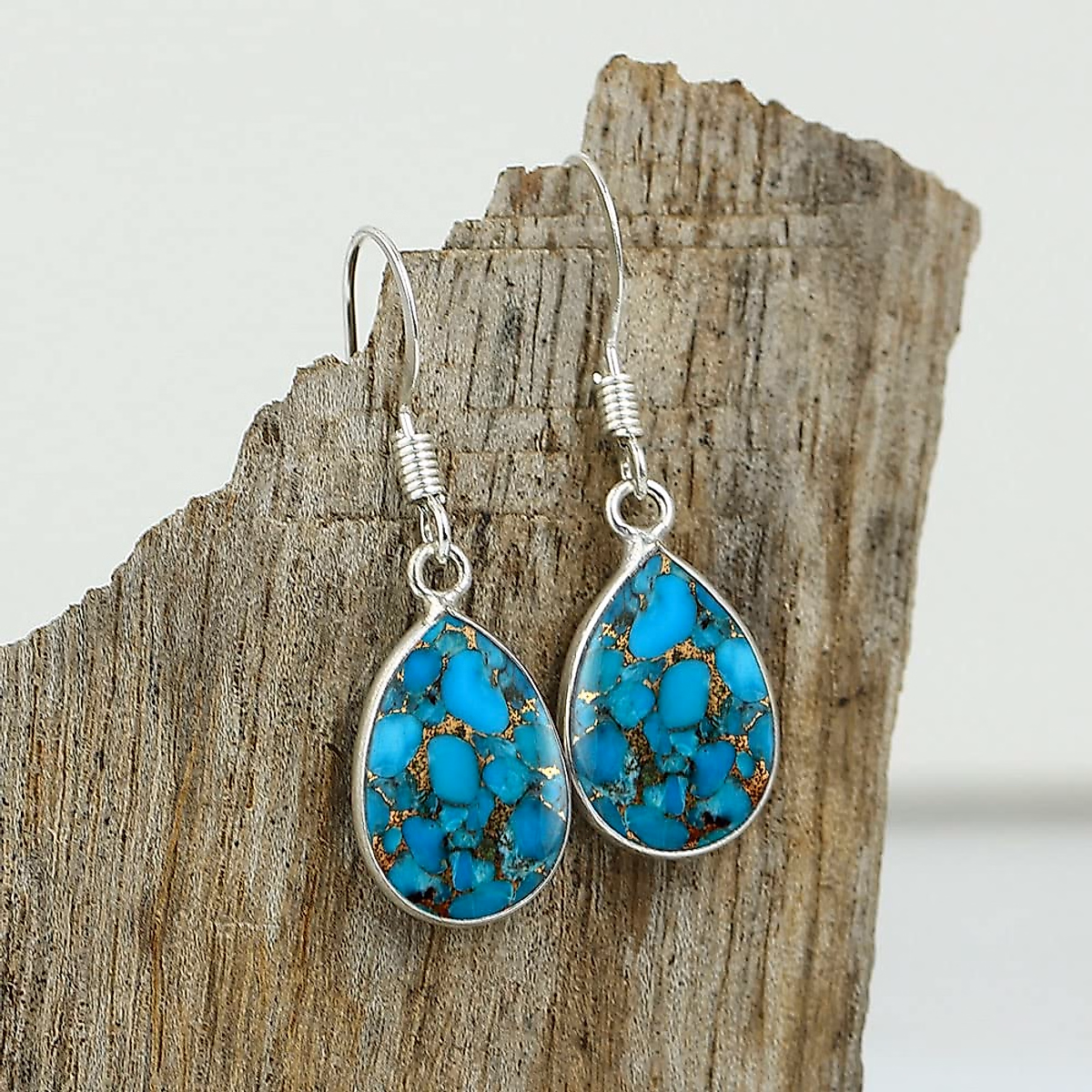 9.50Cts Blue Copper Turquoise Earrings For Women Blue Stone December Birthstone Jewelry Women's Day Gifts For Mom Wife Sister