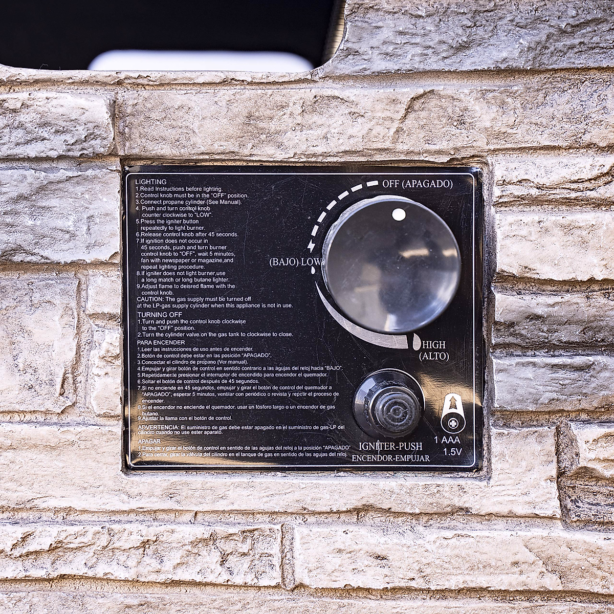 Bond Manufacturing 63172 Newcastle Propane Firebowl Column Realistic Look Firepit Heater Lava Rock 40,000 BTU Outdoor Gas Fire Pit 20 lb, Pack of 1, Natural Stone