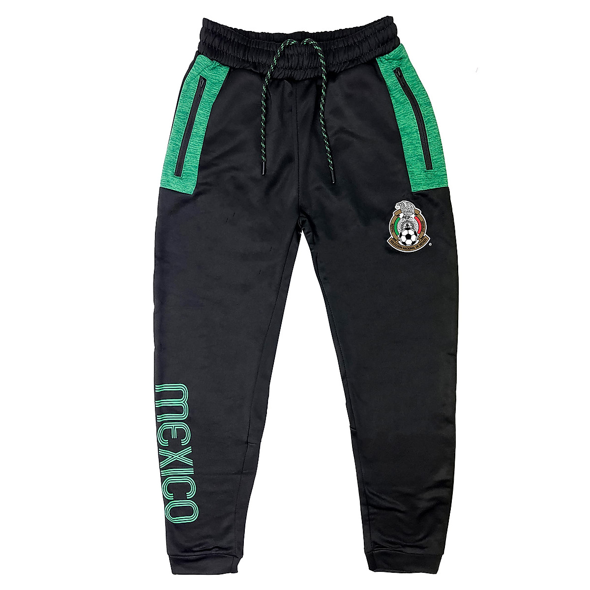 Men's Mexico Sweatpants with Zipper Pockets, Mexico National Football Team Jogger Pants (XX-Large) Black