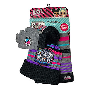 L.O.L Surprise! Girls and Toddler Winter Hat and Glove Set, Kids Winter Hat with Scarf and Toddler Hat and Glove Set