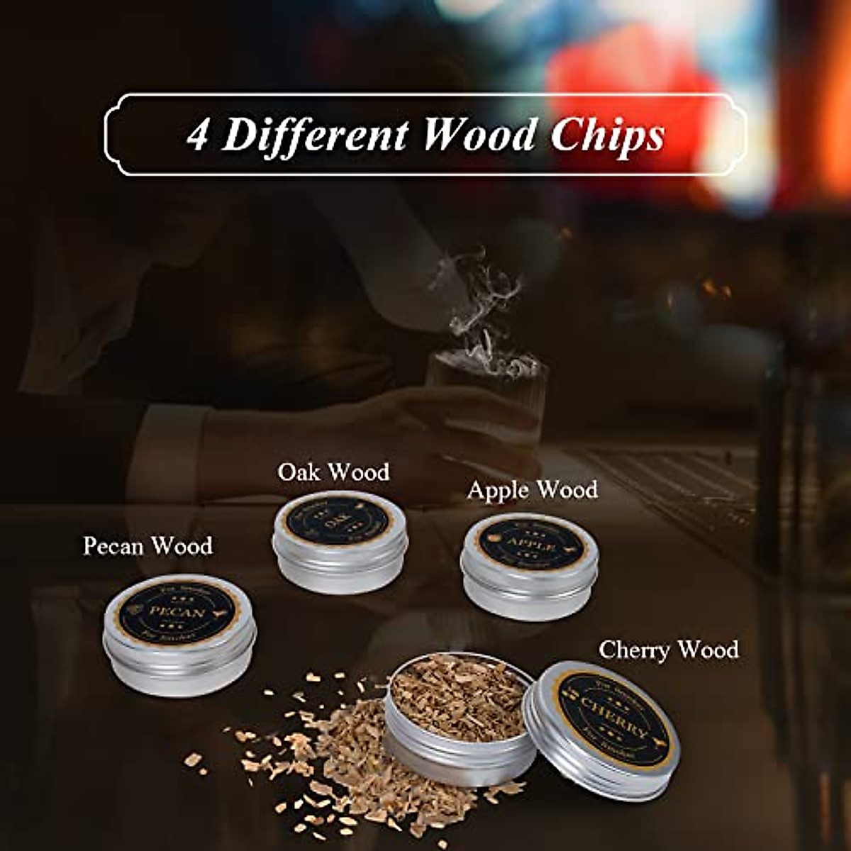 FOLLOWIN Old Fashioned Drink Smoker Kit with Torch and Wood Chips, Smoke Top for Infuse Cocktail ,Bourbon,Wine, Delicate Packaging Whiskey Smoker Gifts for Men,Father,Husband