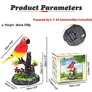 Voice-Activated Induction Birds Toy, Chirping Fluttering Simulation Parrot Birds Toys Office Desktop Home Decor Ornament Gifts for Kids Children (Green)