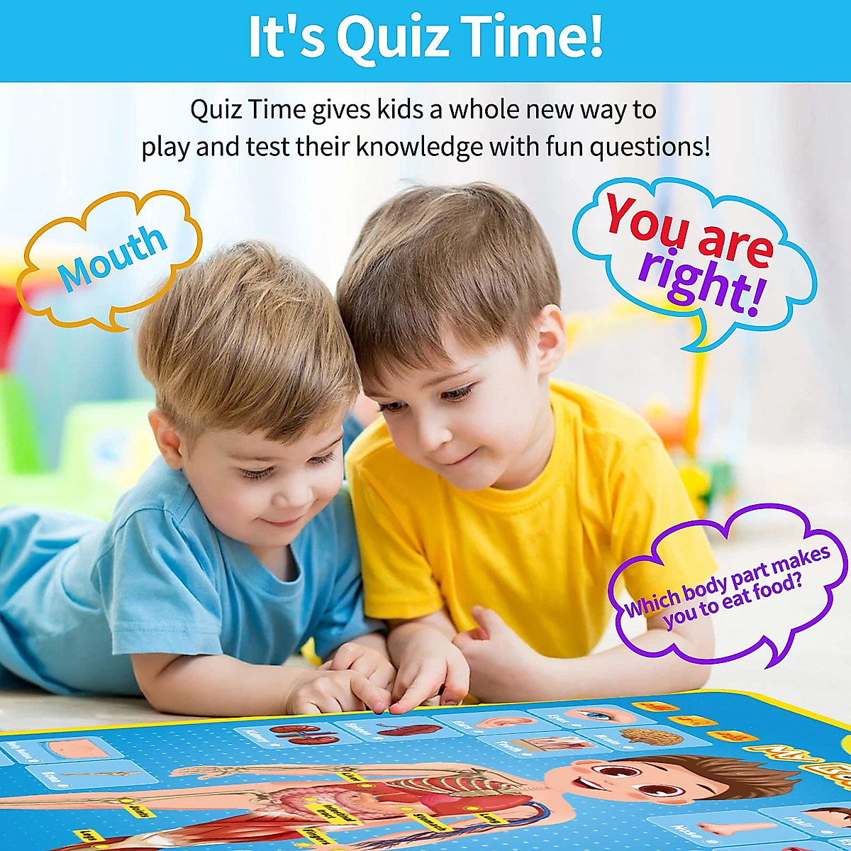 JOYLEARN My Body Interactive Educational Poster for Toddlers and Kids to Learn Body Parts, Organs, Muscles and Bones, 16'' x 22''