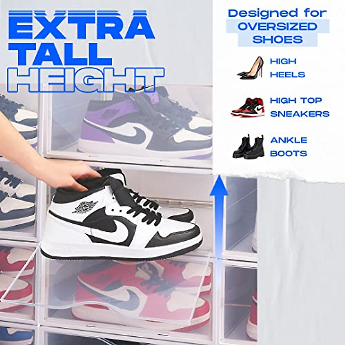 Shoe Boxes Clear Plastic Stackable, Clear Shoe Boxes Stackable, Shoe Organizer for Closet Shoe Storage Boxes, Shoe Box Sneaker Storage, Plastic Shoe Boxes With Lids, Shoe Display Case Shoe Containers