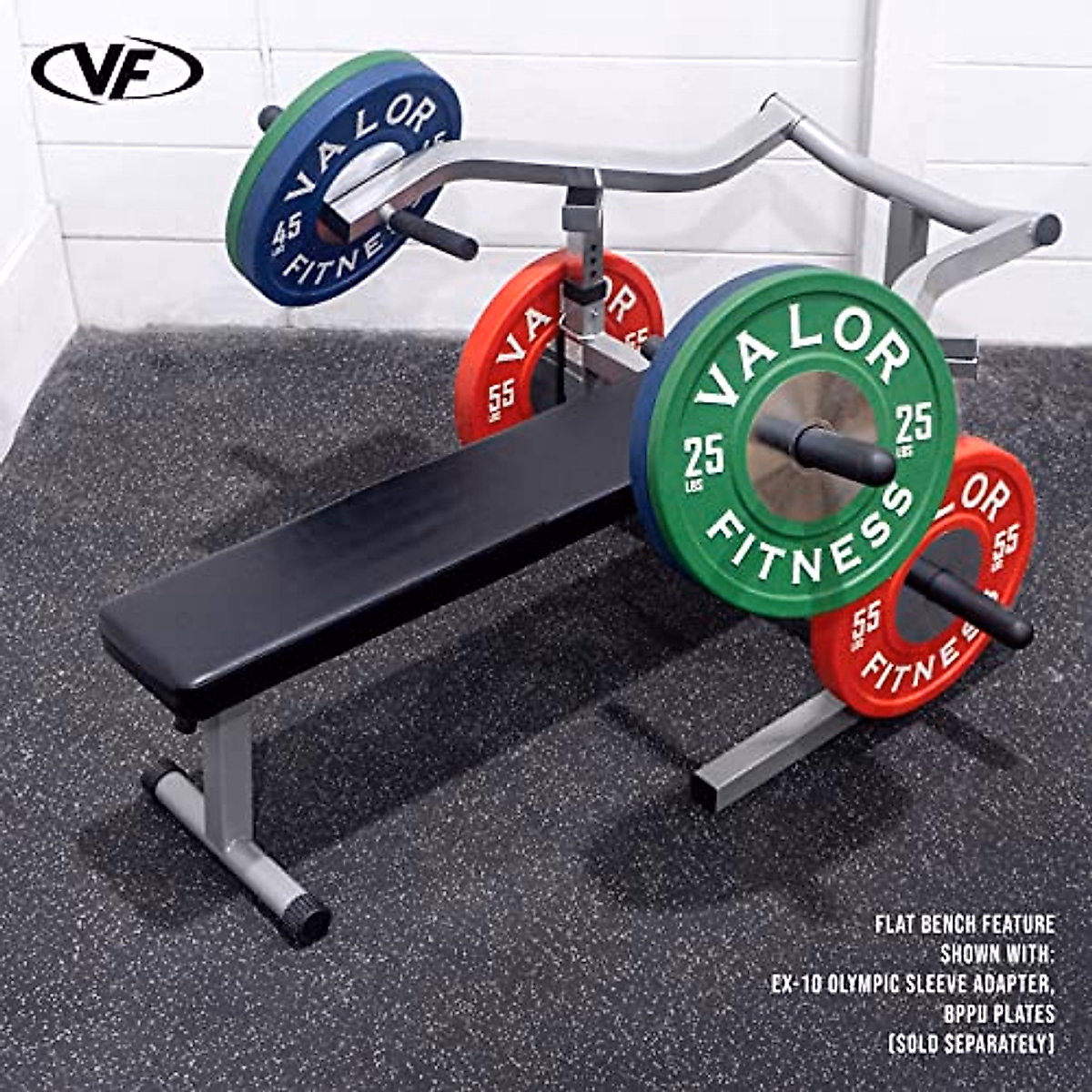 Valor Fitness BF-47 - Weight Bench Press Machine - 9 Adjustable Positions Flat Incline with Converging Arms - Plate Loaded - Chest Arm Ab Workout, Home Gym Equipment 250 LB Combined Max
