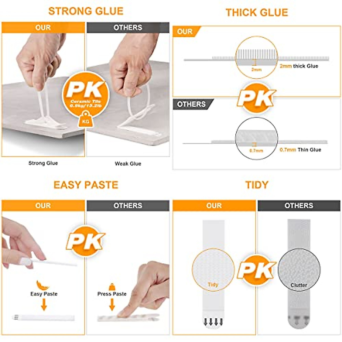 Ainiv 32-Pairs(64 Strips) Large Picture Hanging Strips Heavy Duty, Adhesive Hook and Loop Mounting Tapes Damage Free No Nails Picture Hangers for Frame Hanging Poster Strips Christmas Decorations