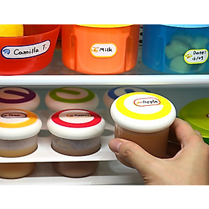 Baby Bottle Labels for Daycare, Self-Laminating, Waterproof Write-On Name Labels, Assorted Sizes & Colors, Pack of 64