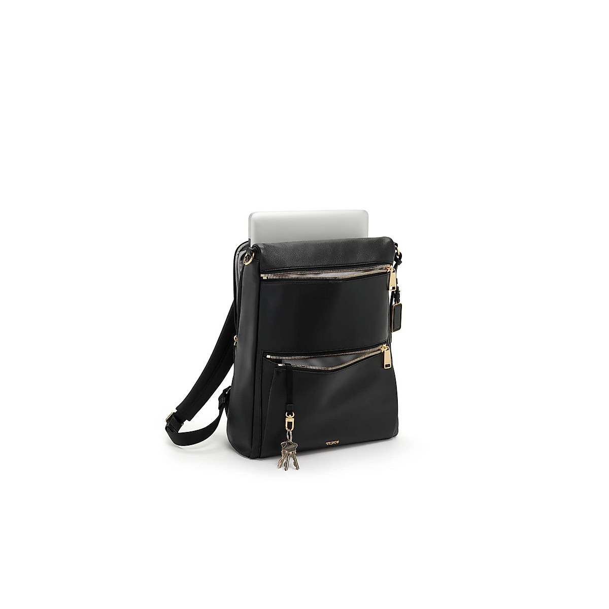 TUMI Voyageur Liv Backpack/Tote - Backpack or Tote Bag - Tote Bag & Backpack Combo - Black Leather & Gold Hardware