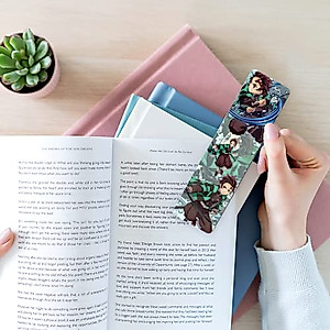 Bookmarks Ruler Metal Tanjiro Bookography Slayers Measure Bookworm Reading Tassels for Book Bibliophile Gift Reading Christmas Ornament Markers