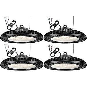 4 Pack 500W UFO Led High Bay Light 72500lm 5000K 1-10V Dimmable High Bay Led Lights Led High Bay Lights Alternative to 1600W MH/HPS for Gym Factory Warehouse Shop Garage