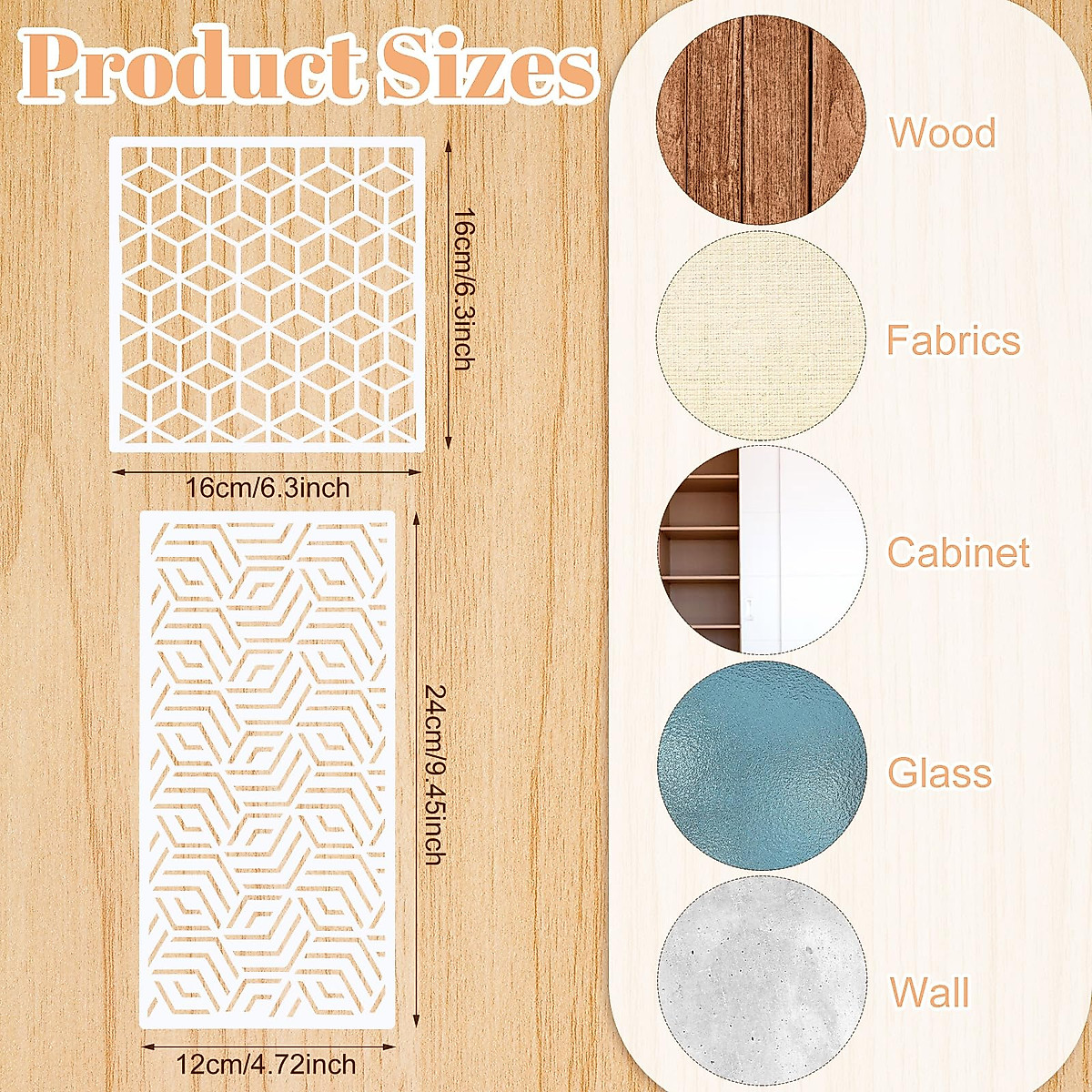 24Pcs Stencils for Painting, Reusable Geometric Painting Stencils Abstract Layering Christmas Stencil Decor for Painting on Wooden Furniture Floor Xmas Supplies