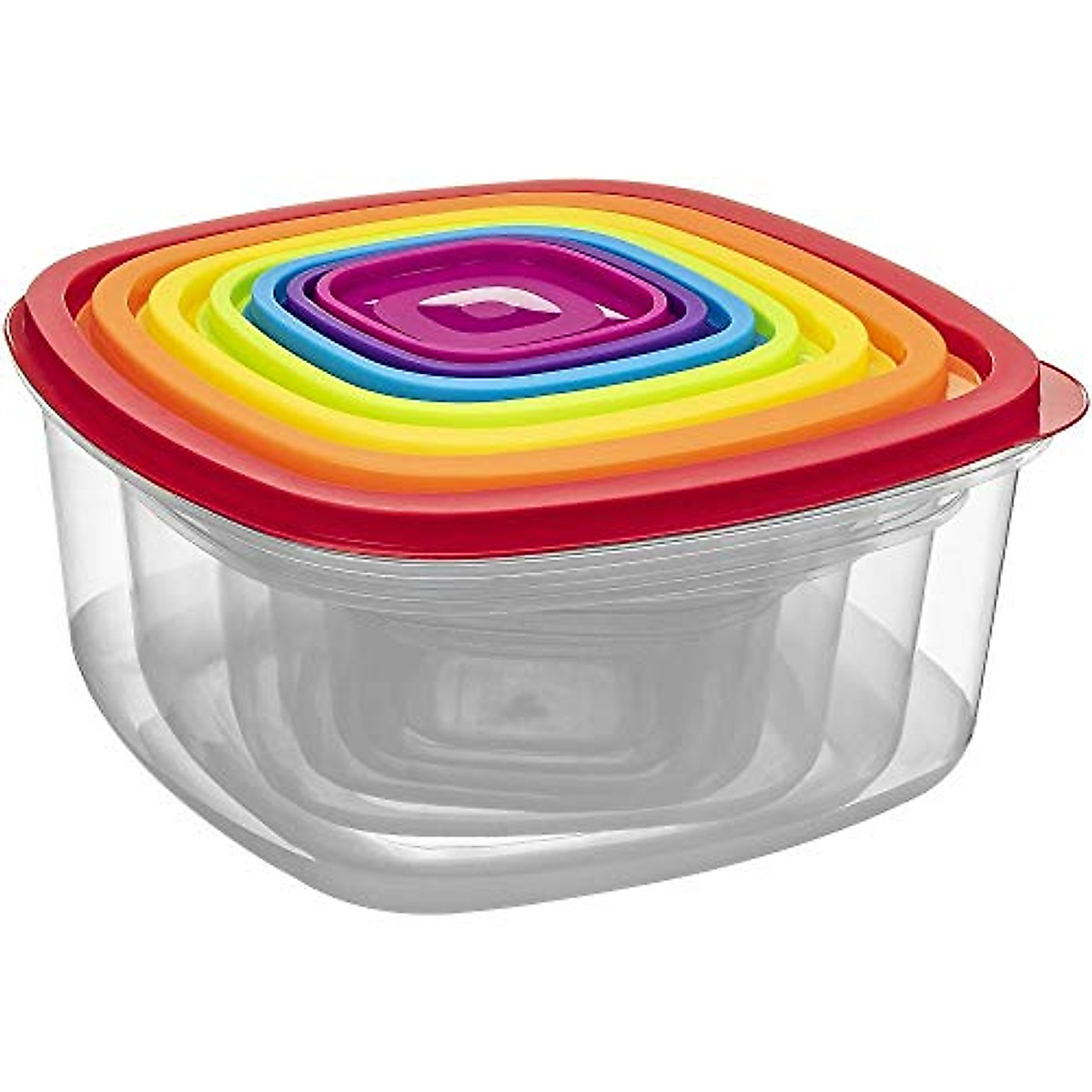 Rectangle Food Storage Containers, Set of 7 - Southern Homewares - Colorful Rectangle Holders w/Snap-On Lids