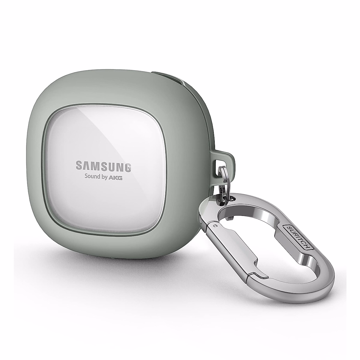 SURITCH Protective Case for Samsung Galaxy Buds FE(2023)/Buds 2 Pro(2022)/Buds 2(2021)/Buds Pro(2021)Buds Live(2020), Shockproof Sturdy Earbuds Cover for Charging Case with Heavy-Duty Carabiner, Green