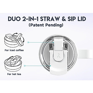 Meoky 40oz Tumbler with Handle, Stainless Steel Travel Mug with 2-in-1 Straw and Sip Lid, Vacuum Insulated Coffee Mug, 100% Leak Proof, Keeps Cold for 34 Hours or Hot for 10 Hours (Azure)