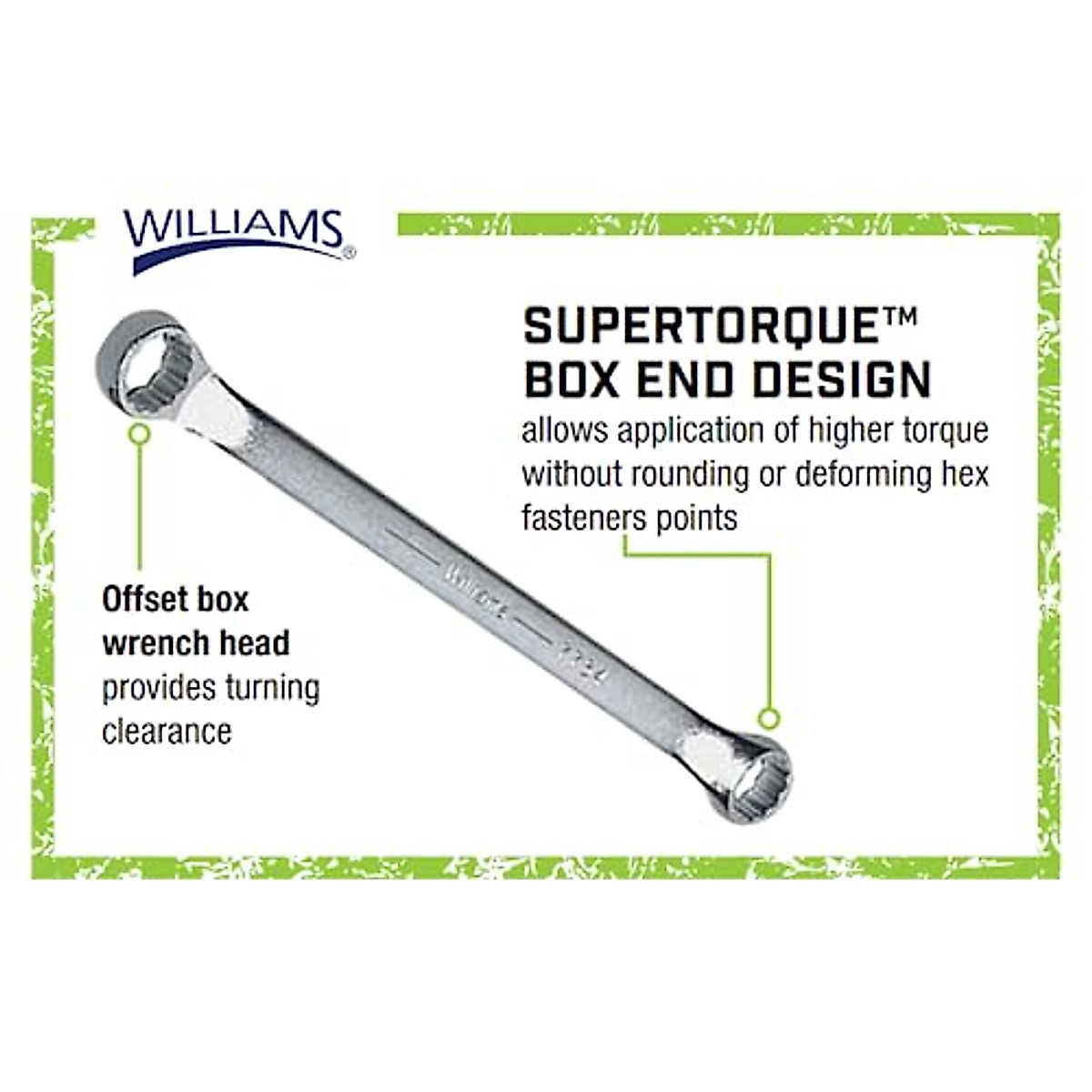Williams 7725B Box Wrench 12 Point, 1/2 X 9/16-Inch