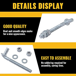 VIVIDA 8" J Bolt Gate Hinge 2 Pack, Gate Bolt Hinge with 5/8" Male Pin, Heavy Duty Chain Link Fence Hardware, Galvanized Steel