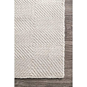 nuLOOM Hand Woven Ago Wool Area Rug, 5' x 8', Cream