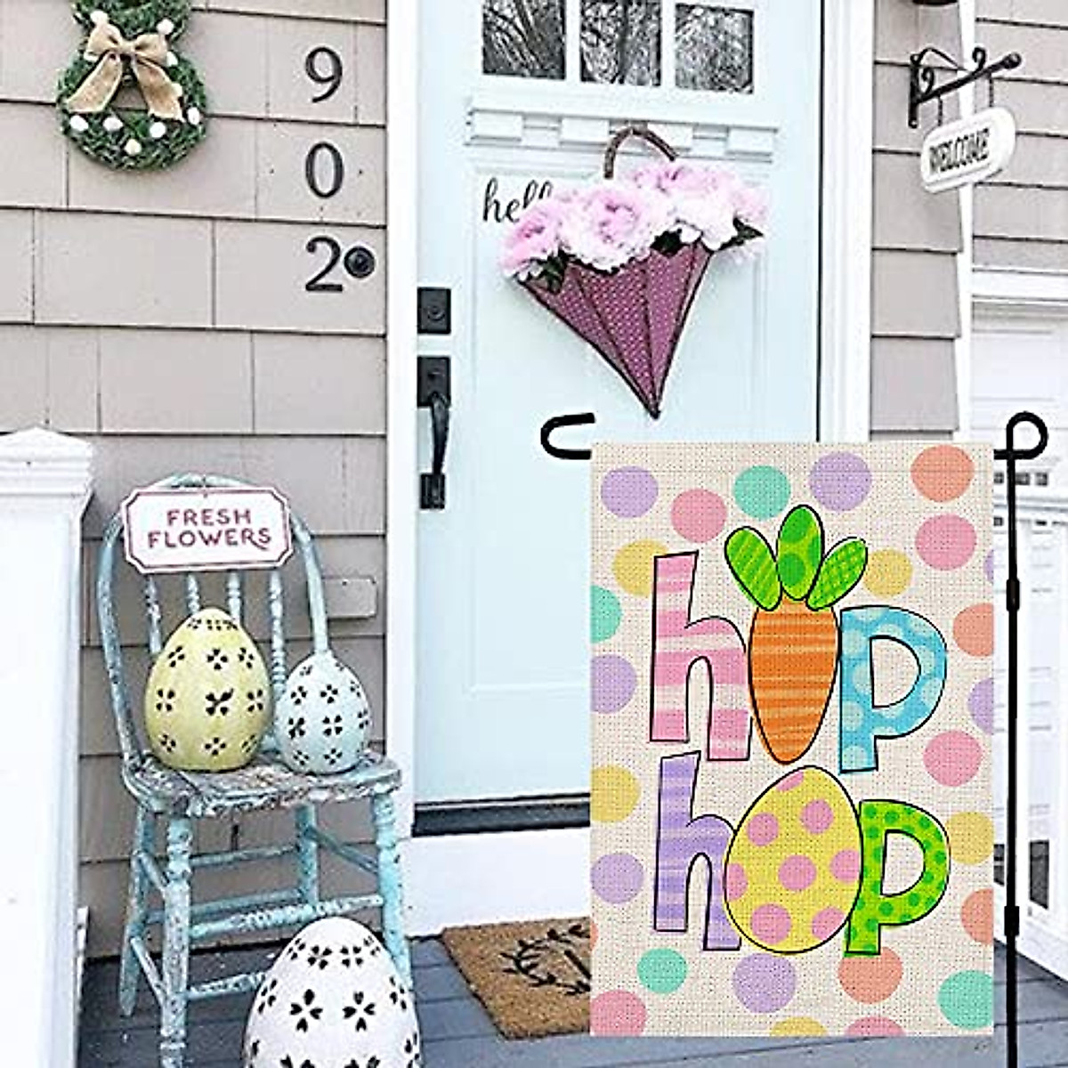 Easter Garden Flag, 12 x 18 Inch Easter Egg Flags Vertical Double Sided Burlap for Your Home Yard Outdoor Farmhouse Easter Decoration DF026