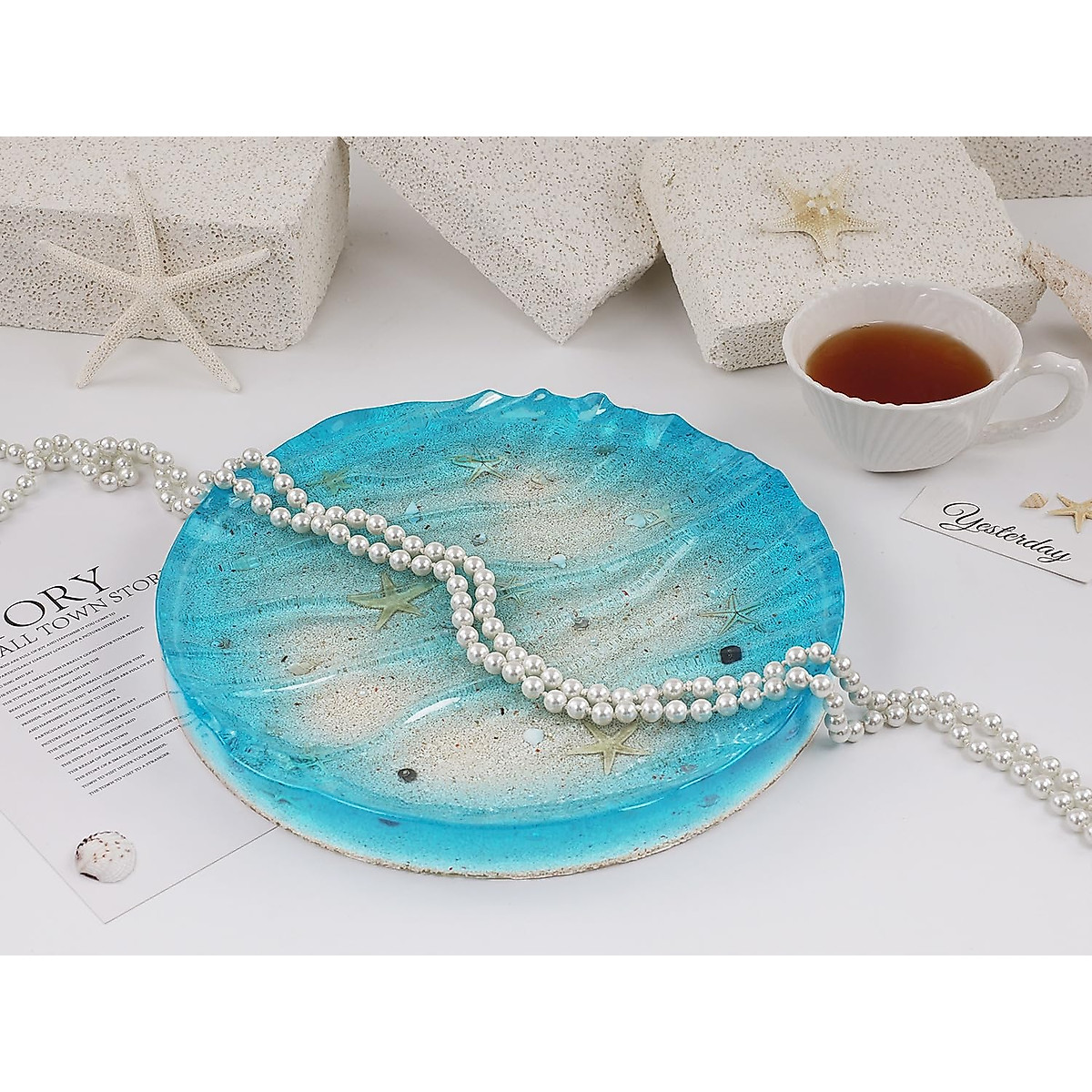 Yalulu 2Pcs Ocean Wave Tray Silicone Resin Mold, Geode Agate Platter Epoxy Silicone Casting Molds, Silicone Tray Resin Mold Plate Epoxy Resin Mold