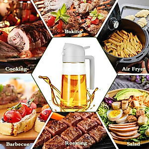 Generic 2024 Upgrade 600ml/20oz 2-in-1 Glass Injector & Dispenser Large Olive Oil Dispenser Bottle for Cooking, Air Fryer, Frying, Grilling (Black, 470ml)