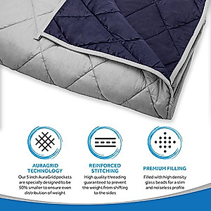 Aura Premium Weighted Blanket, Silky Cotton, Gray/Navy, Queen Size, 20lbs