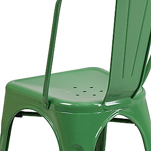 Flash Furniture Luke Commercial Grade 4 Pack Green Metal Indoor-Outdoor Stackable Chair