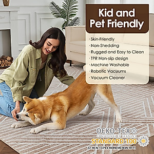 INGEROOM Washable Area Rug, 4x6 Area Rug for Living Room, Soft Area Rug for Bedroom, Modern Design, Stain Resistant Rugs, TPR Anti-Slip Backing, Non Shedding, Geometric Area Rug