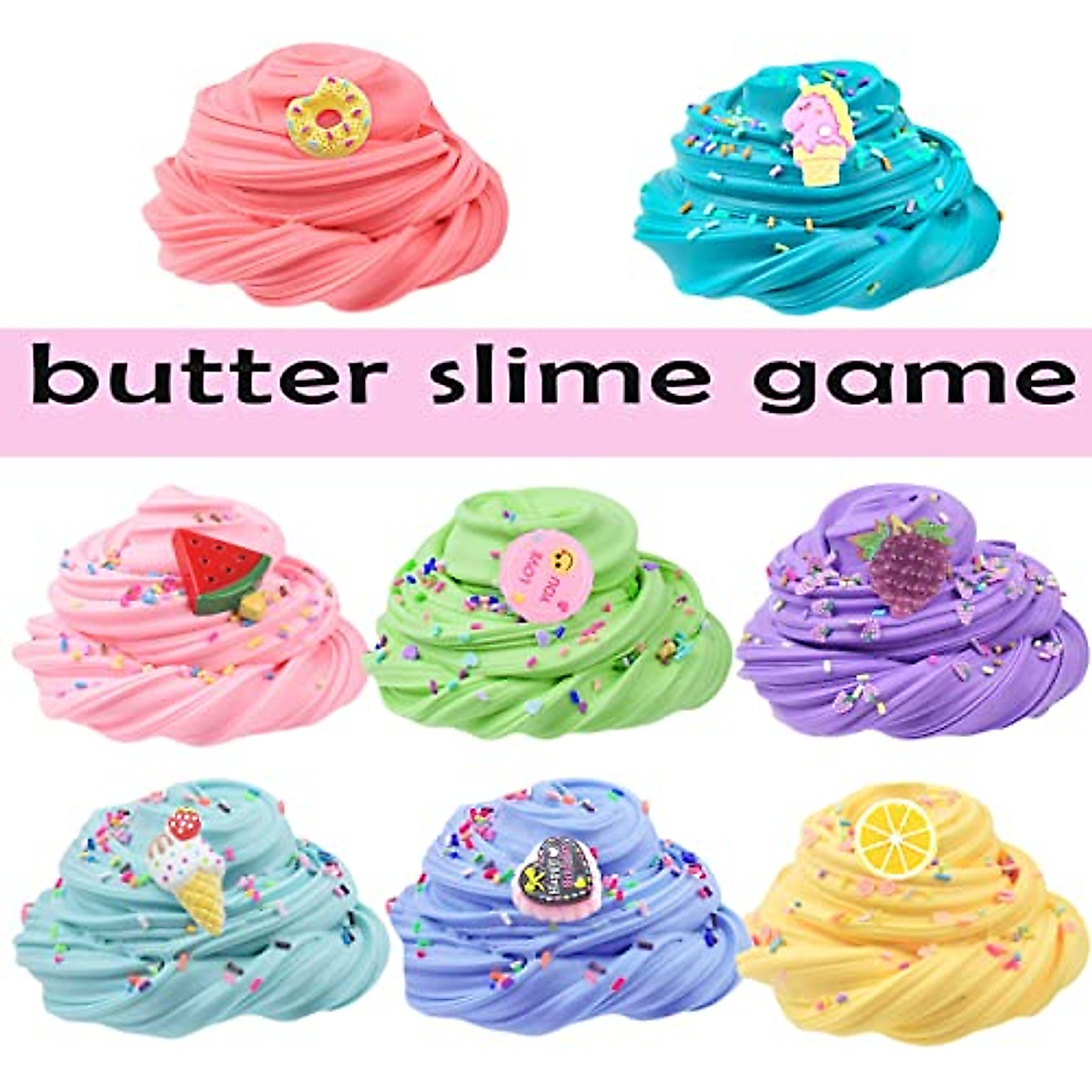 Scented Butter Slime Kit 8 Pack, Super Soft and Non Sticky DIY Slime Surprise Toy, Ideal Gift for Kids, Stress Relief Putty Toy for Girl and Boys