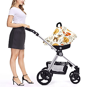 Baby Car Seat Stroller Covers Fox Owl Deer Rabbit Bird Nursing Cover Breastfeeding Scarf Soft Breathable Stretchy Coverage Carseat Canopy Cover for Boys and Girls Multi Use for Baby Shower