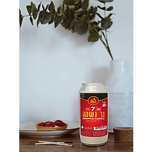 Ner Mitzvah 7 Day Yahrzeit Candle - 3 Pack Kosher White Yahrzeit Memorial Candles - Yom Kippur and Holiday Candle in Glass Jar - 100% Vegetable Oil Wax Prayer Candle