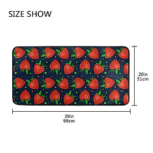 YiGee Fruit Strawberry Kitchen Rug Mat Runner, Washable Waterproof Anti Fatigue Non Slip Memory Foam Rubber Backing Comfort Standing for Floor Home Office Laundry 39x20 In, Multi, Large, (B02D19028)