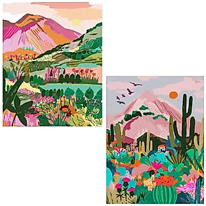 Jethami 2 Pack Paint by Number for Adults, Natural Abstract Landscape Acrylic Paint by Numbers Kits on Colored Canvas, DIY Oil Painting Art Set for Beginner Home Decor 16x20 in