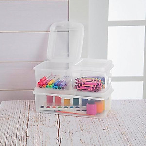 IFFANY Plastic FlipTop Hinged Storage Box Container w/Latching Lid (12 Pack)