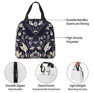 Bihoa Bat Flower Cute Lunch Bag for Kids Girls Boy Reusable Lunch Box Waterproof Thermal School Tote Bag Lunch Container Cooler Bag Women Men