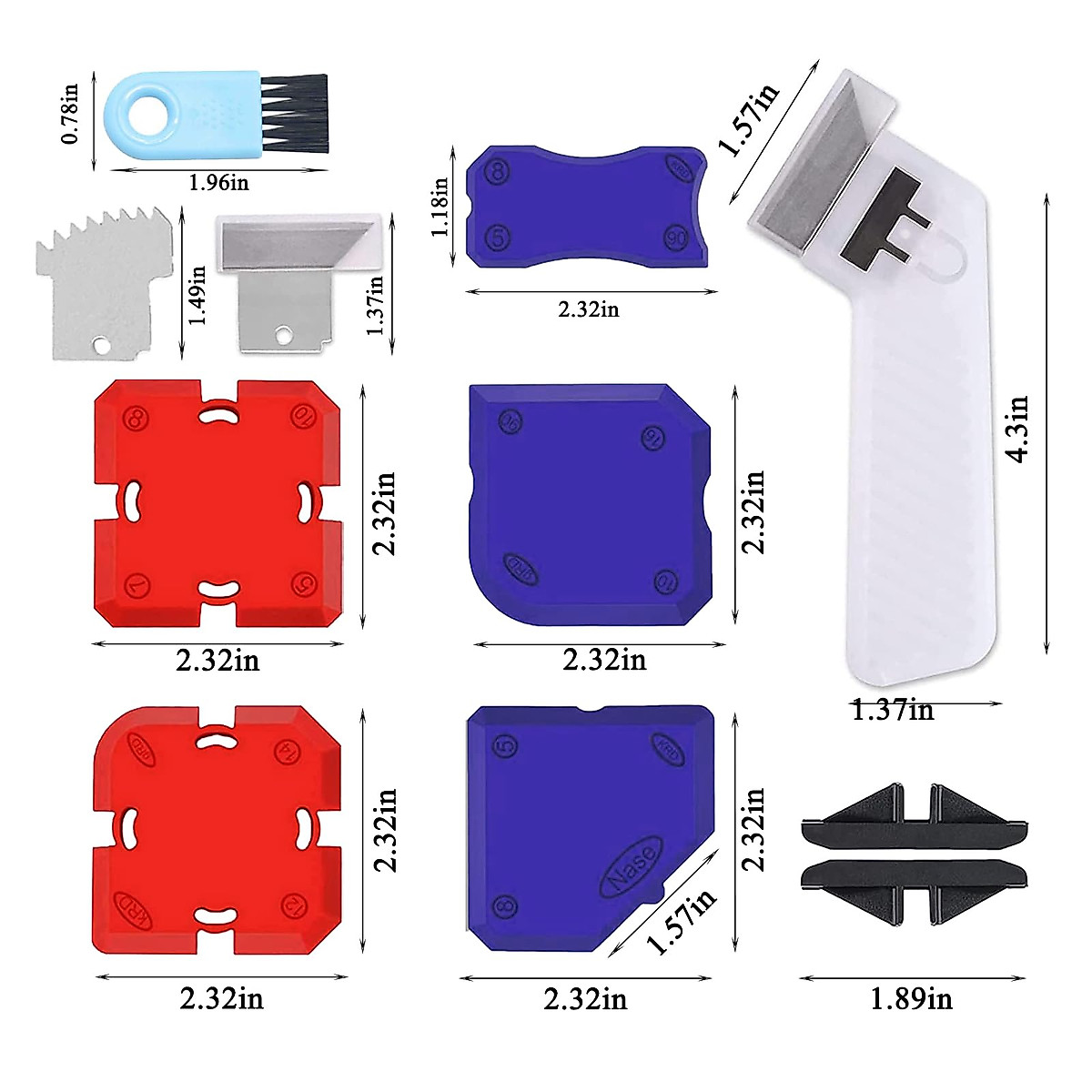 12Pcs Caulking Tool Kit, Professional Silicone Profiling Kit with Sealant Finishing Tools and Caulk Removal Tools