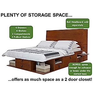 memomad Bali Storage Platform Bed with Drawers (Queen Size, Caramel)
