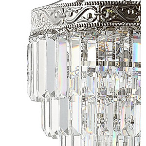 JONATHAN Y JYL9006A Wyatt 12" 2-Light Crystal LED Chandelier Contemporary,Classic,Traditional Dimmable, Adjustable, for Foyer, Closet, Dining Room,, PolishedNickel/Clear