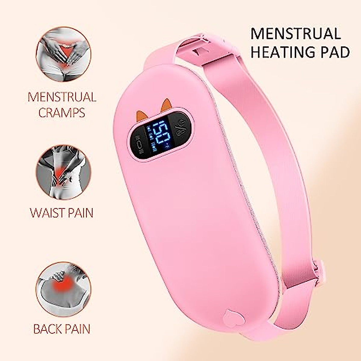 Heating Pad, Portable Cordless Menstrual Heating Pad 5s Fast Heating, Heating Pads for Cramps with 3 Heat Levels and 3 Massage Modes, Heating Pad for Back Pain Gift for Women and Girl(Pink)