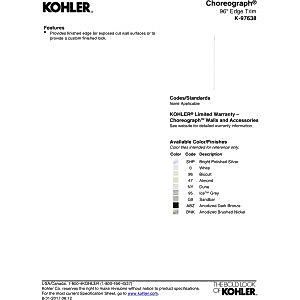 KOHLER K-97638-BNK Choreograph 96" Edge Trim, Anodized Brushed Nickel