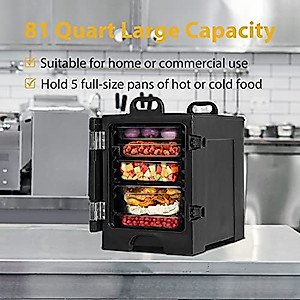 ARLIME Insulated Food Pan Container Carrier, End-Loading Insulated for 5 Full-Size Pans, 81 Quart Portable Food Warmer, Ideal for Canteen and Restaurant Use