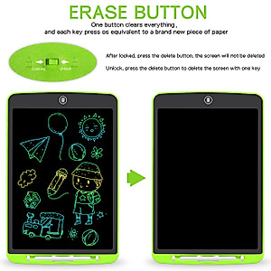 STREET WALK LCD Writing Tablet for Kids,12 Inch Colorful Educational Drawing Tablet, Erasable Reusable Electronic Writing Board, Toddler Doodle Board, Learning Toy Gift for Boys Girls Ages 3-8(Green)