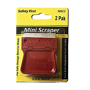 MINISCRAPER® 2 Mini Razor Blade Scrapers with 5 Metal Blade Pack USA Made