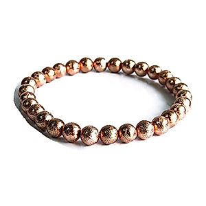 7mm Genuine Natural Gibeon Meteorite Rose Gold Plated Jewelry Round Bead Bracelet AAAA
