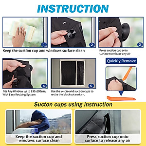 Portable Baby Travel Blackout Curtains, 100% Polyester Adjustable Temporary Blackout Shades with Suction Cups, 50" x 78", Moon & Stars Pattern