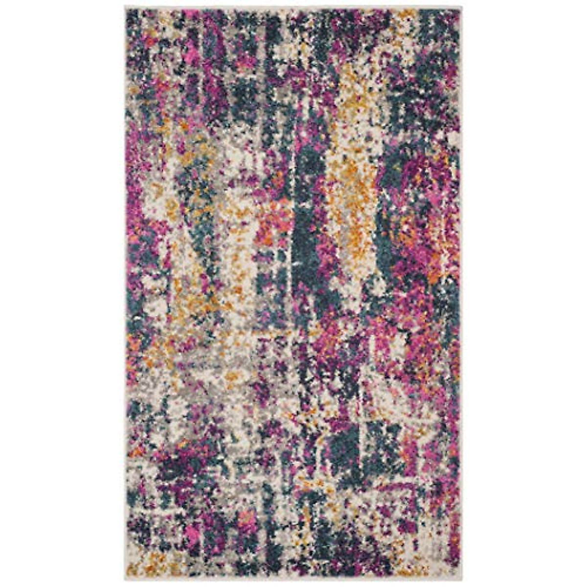 SAFAVIEH Madison Collection Accent Rug - 4' x 6', Ivory & Blue, Modern Boho Abstract Design, Non-Shedding & Easy Care, Ideal for High Traffic Areas in Entryway, Living Room, Bedroom (MAD143B)