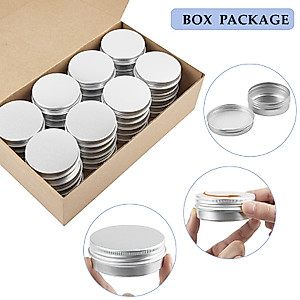 TUZAZO 24Pack 2 Oz Aluminum Tin Cans with Screw Lid and Labels, Refillable Travel Sized Cosmetic Containers Small Tins for Salves, Lotion Bars, Beard Balms, Candles