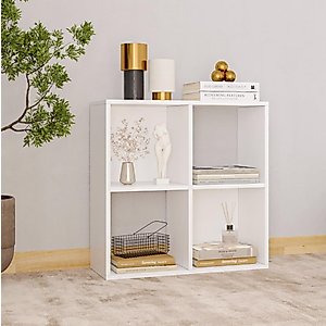 JY Furniture 4-Cube Bookcase Organizer, Cube Storage Organizer for Toys, Books, Decor for Home Office, Bedroom, Living Room, White (11.81" D x 29.92" W x 29.92" H)