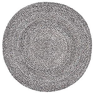 SAFAVIEH Braided Collection 4' Round Grey/Charcoal BRD800F Handmade Country Cottage Reversible Area Rug